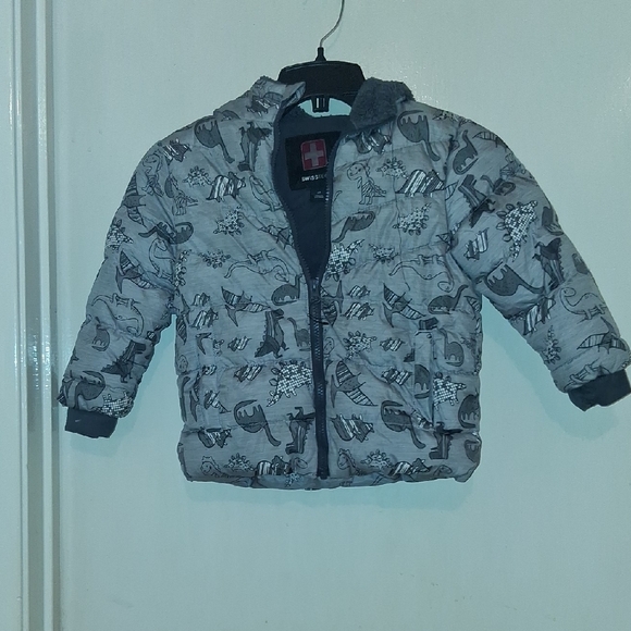 Swiss Tech | Jackets & Coats | Swiss Tech Kids Gray Dinosaur Print ...